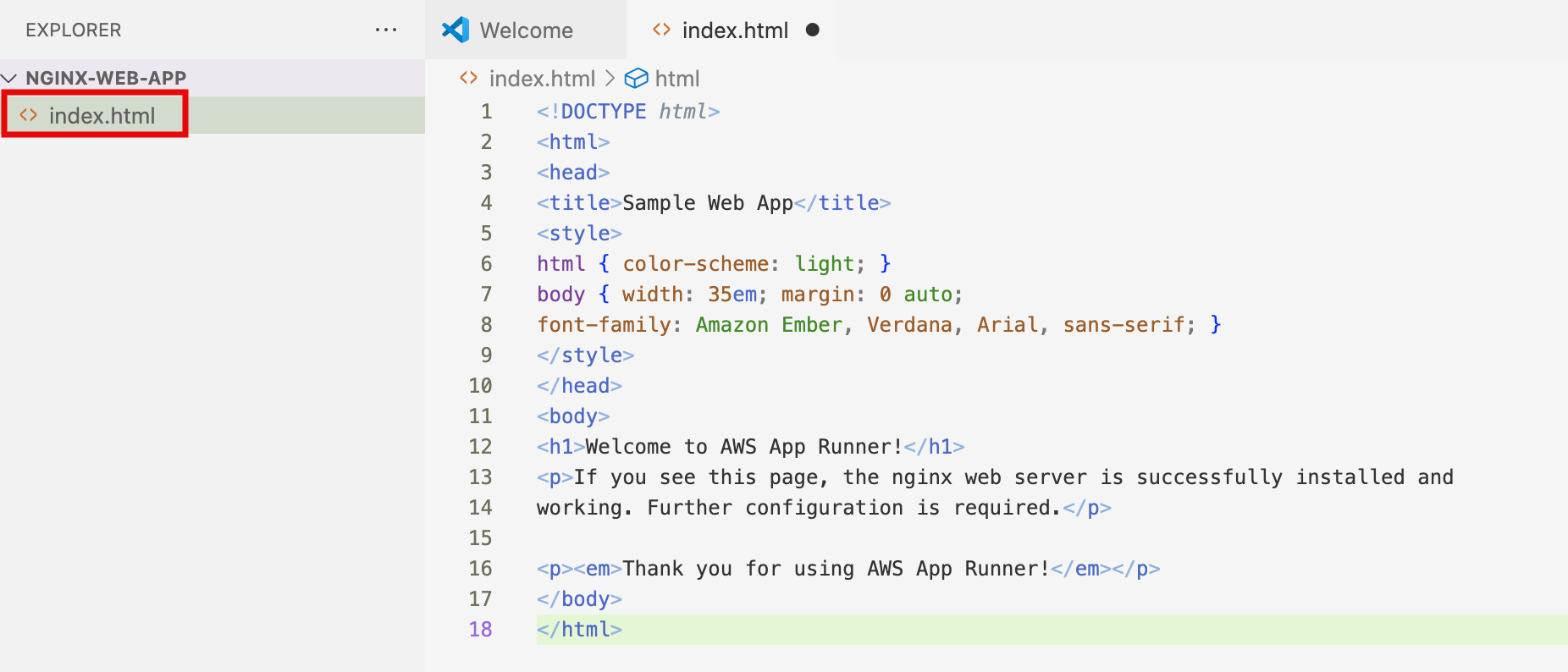Deploy a Web App on Nginx Server using AWS App Runner